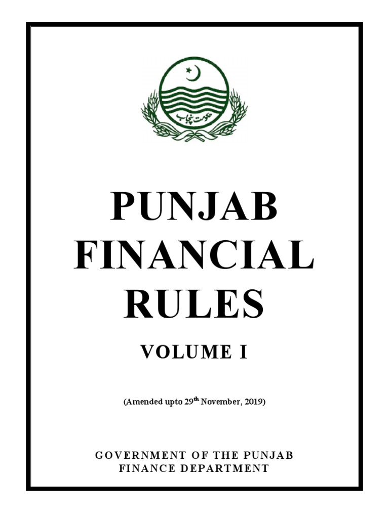 Punjab Financial Rules Vol-I-2019 PDF | PDF | Cheque | Payments