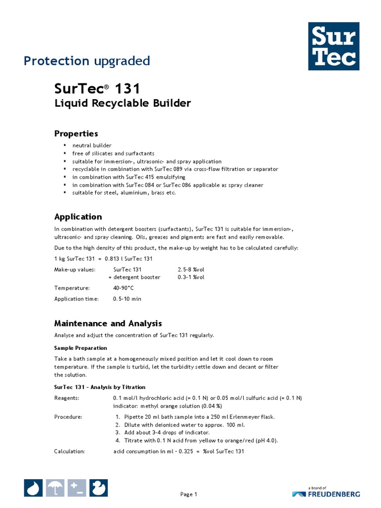 Surtec 131: Protection Upgraded | PDF | Acid | Titration