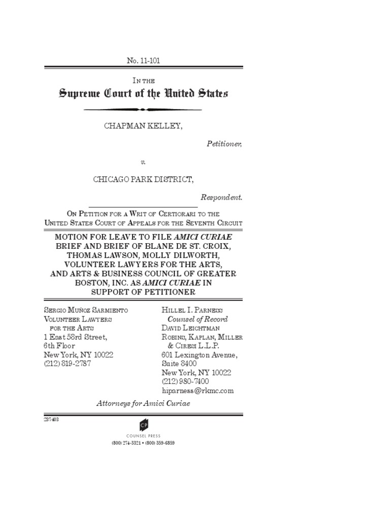 Amici Curiae Brief Of Vla Ny With Arts And Business Council Of