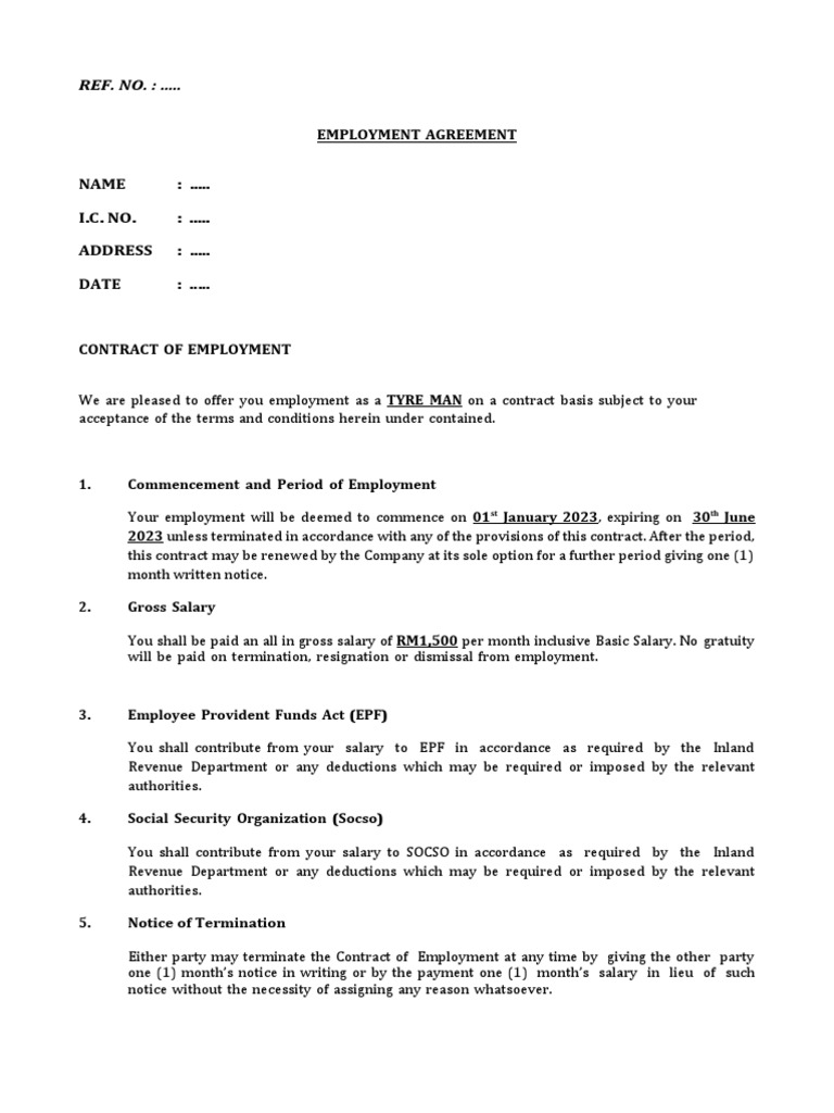 Contract Agreement - English Version | Download Free PDF | Employment ...