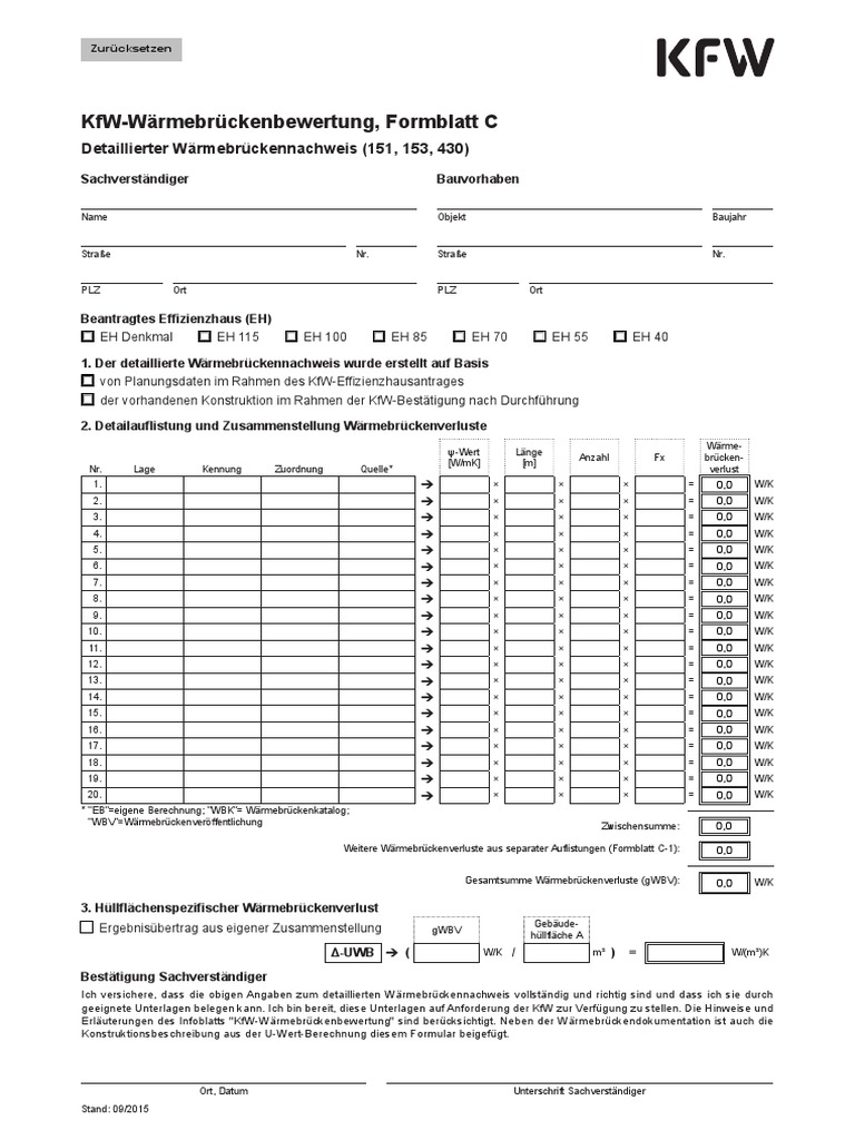 Formblatt C KfW-Waermebrueckenbewertung | PDF