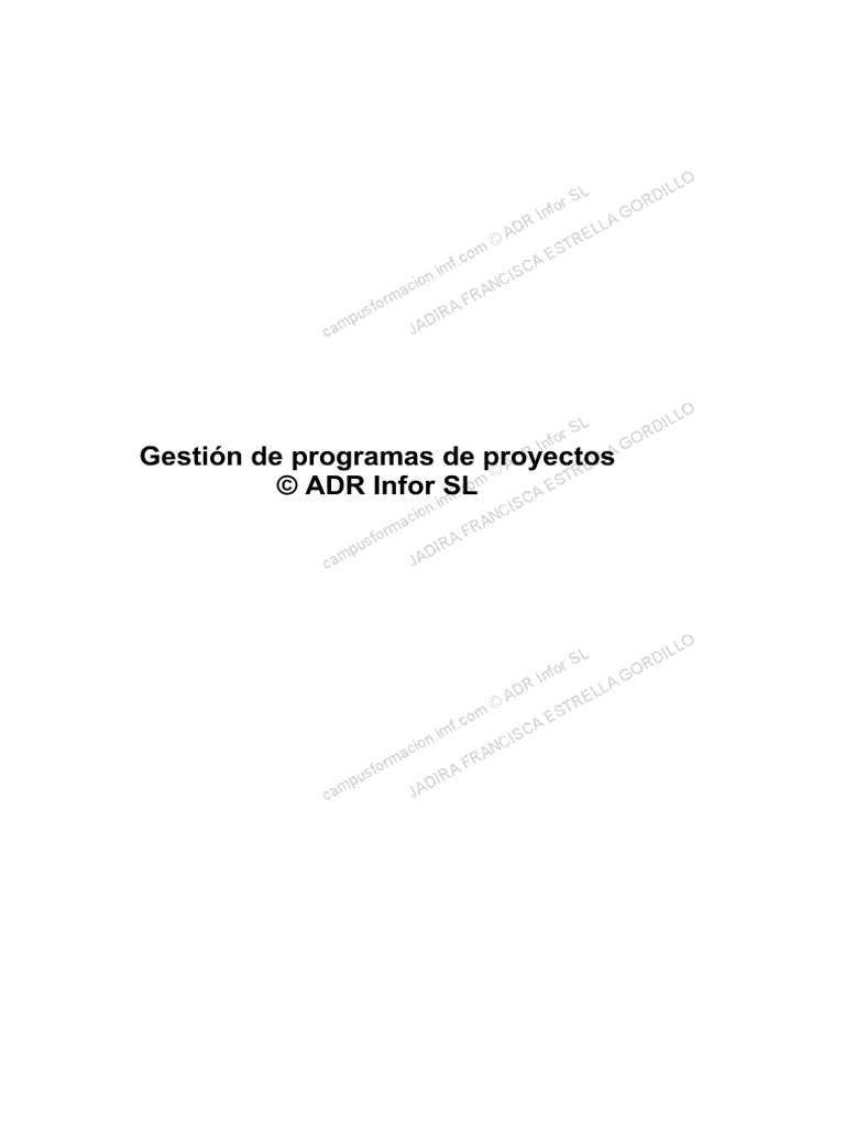 02 Gestion de Programas de Proyectos | PDF | Gestión de proyectos | Planificación de recursos ...