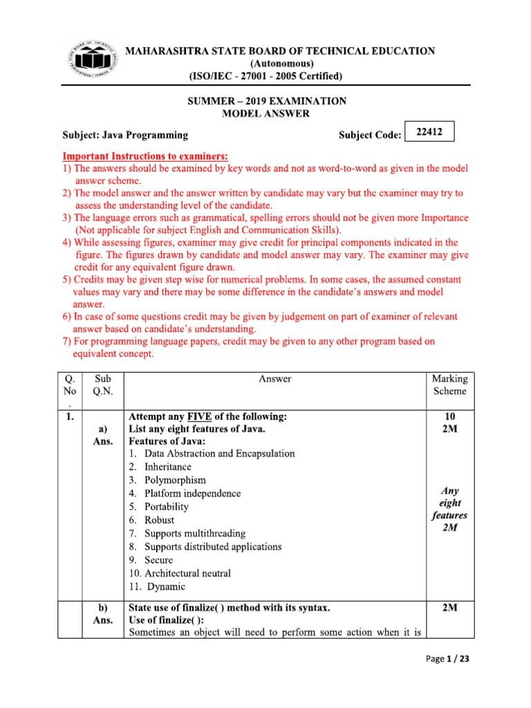 JPR Model Answer s-19 | PDF