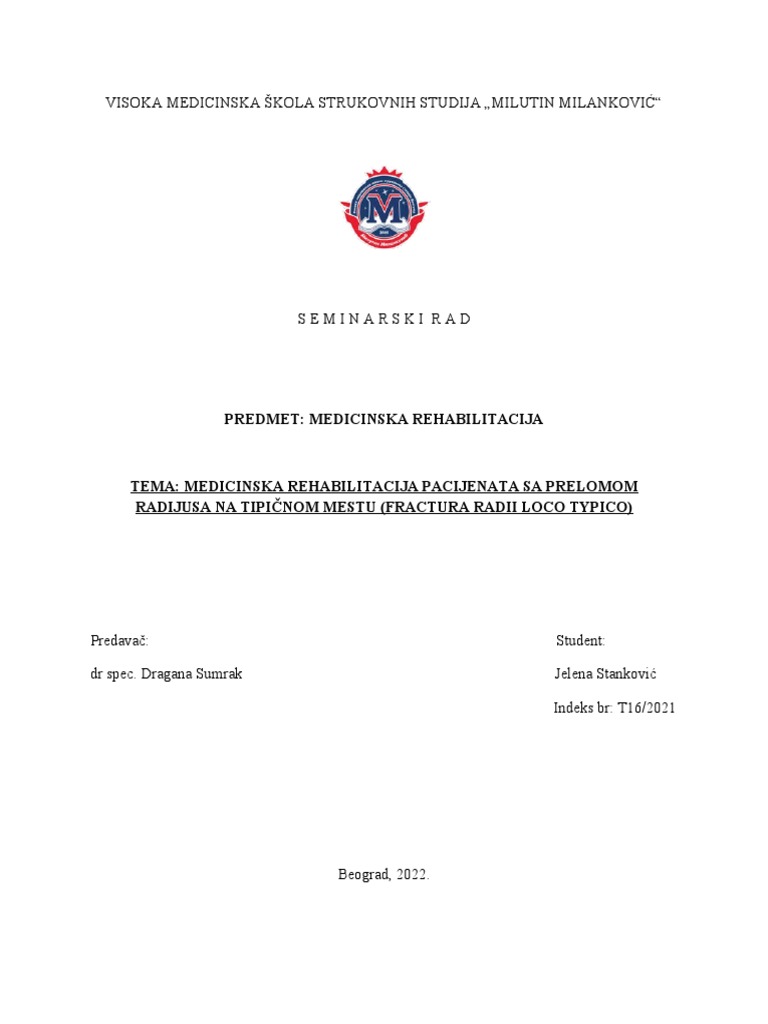 FRACTURA RADII LOCO TYPICO | PDF