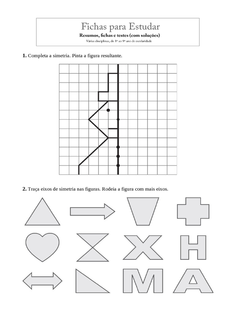 Ficha Matematica 2 Ano Simetrias | PDF