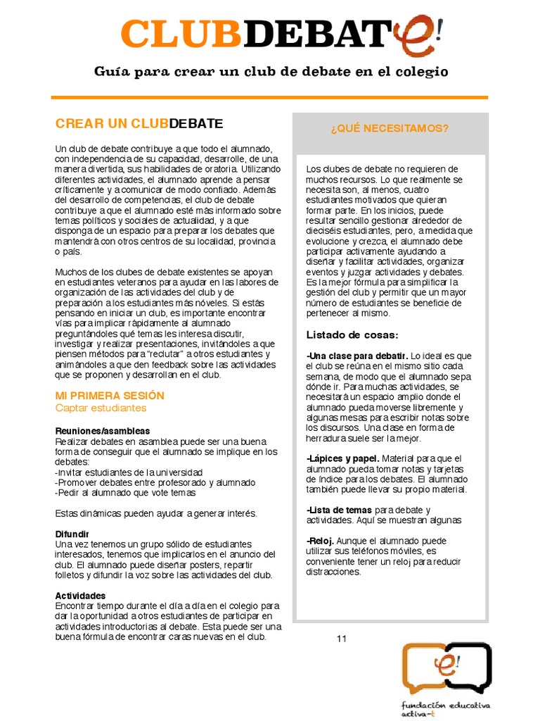 Guia para Crear Un Club Debate | PDF