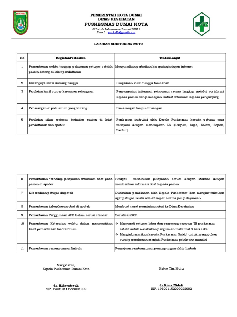 9.4.4.4 Laporan Mutu Ke Dinkes Baru | PDF