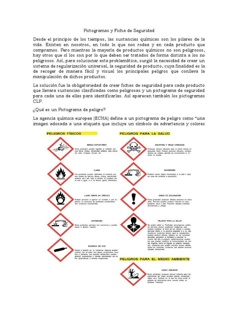 Pictogramas y Ficha de Seguridad PDF | PDF | Toxicidad | Información