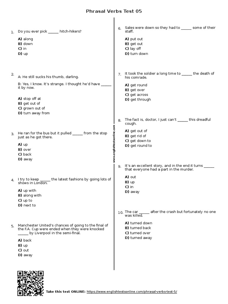 1688 - Phrasal Verbs Test 05 PDF | PDF