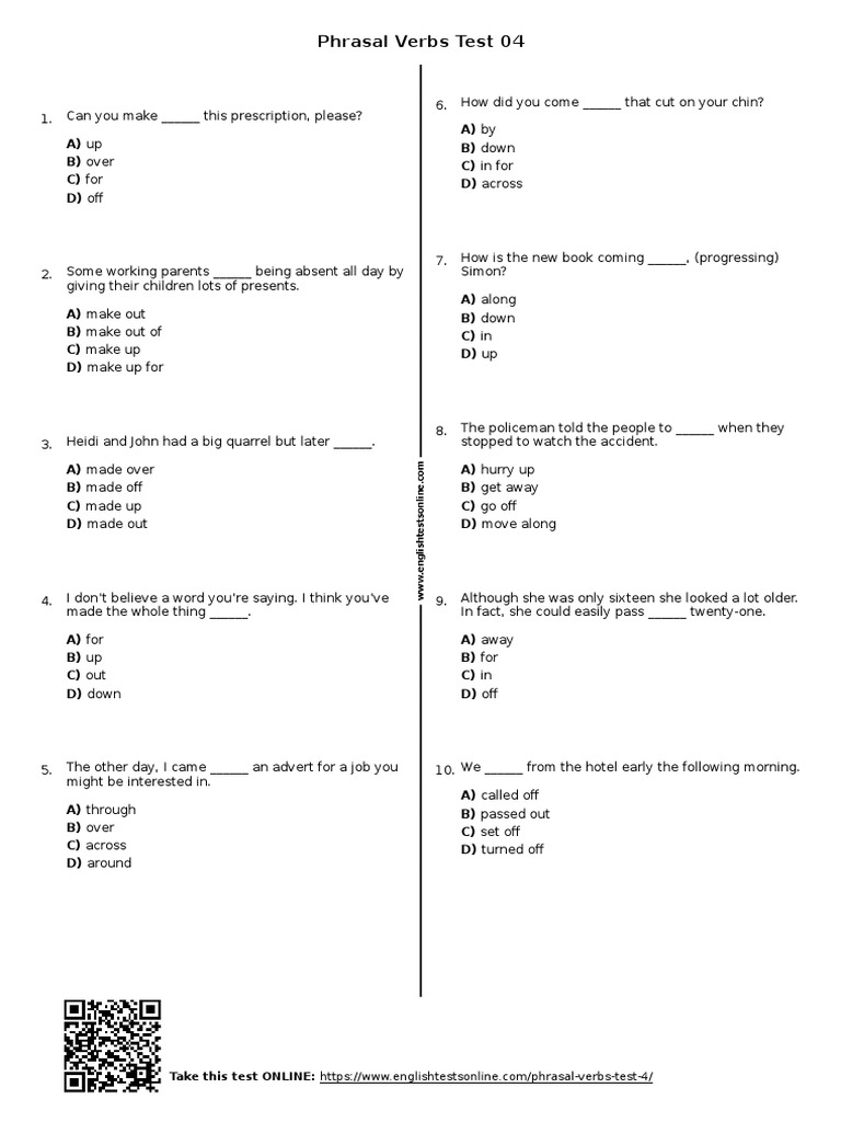 1687 - Phrasal Verbs Test 04 PDF | PDF 1687 - Phrasal Verbs Test 04 PDF | PDF