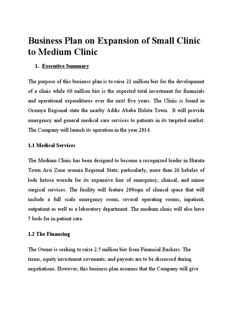 Expanding Small Clinic to Medium Clinic | PDF | Expense | Health Care