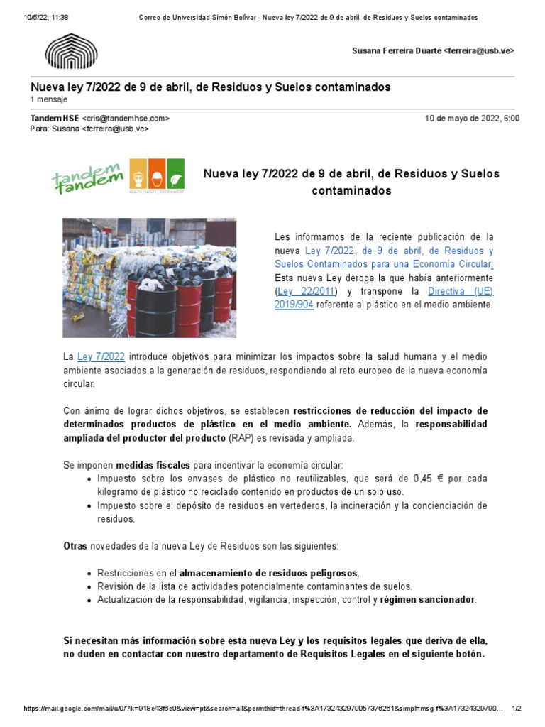 Nueva Ley 7 - 2022 de 9 de Abril, de Residuos y Suelos Contaminados ...