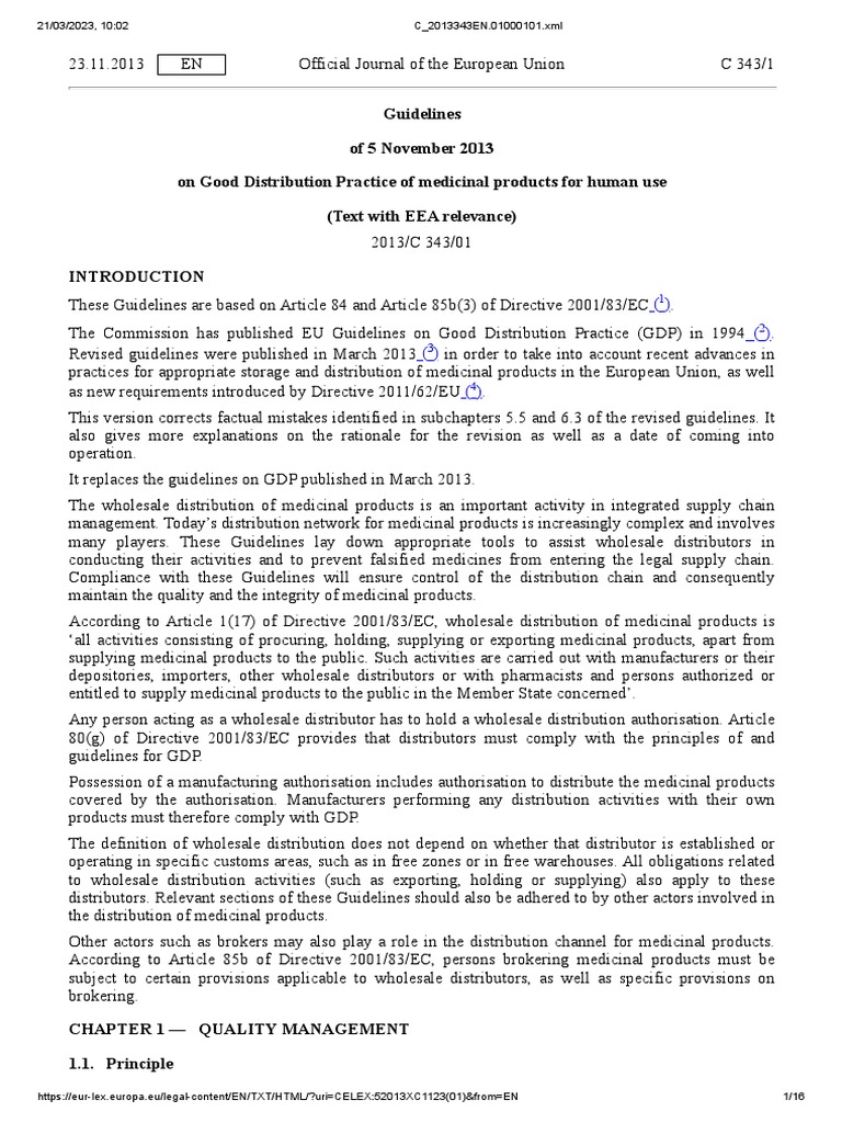 GDP Guidelines | PDF | Verification And Validation | Risk Management