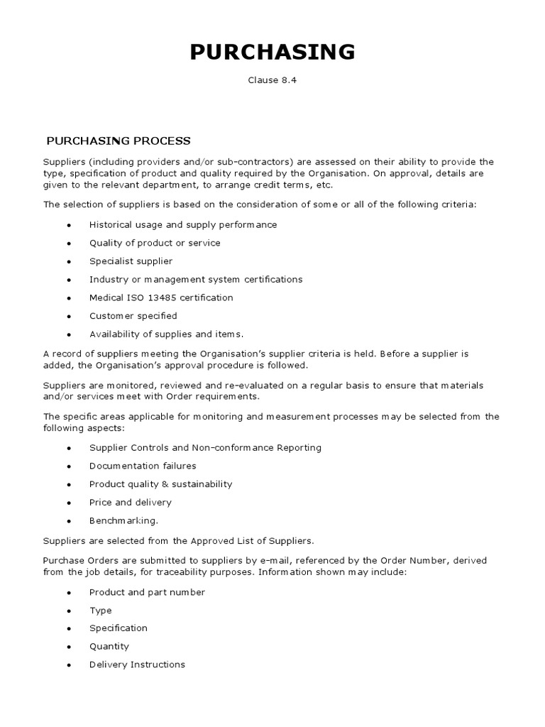 IMS ISO 9001 - ISO 14001 - Purchasing | PDF | Supply Chain | Specification (Technical Standard)