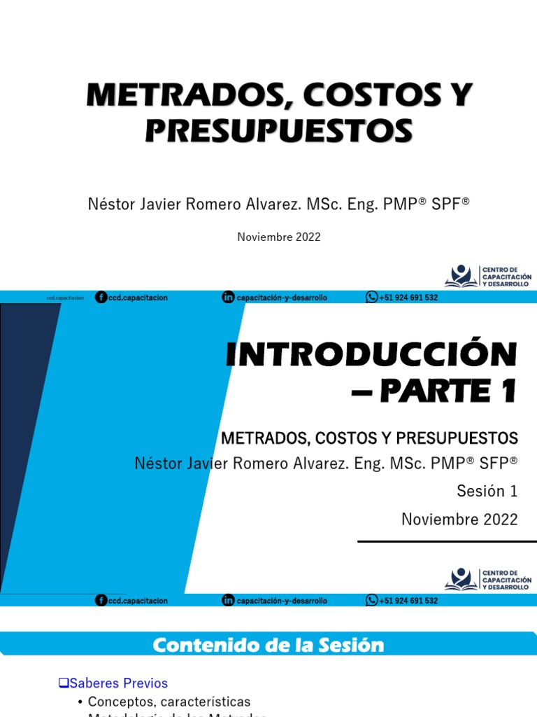 Metrados, Costos y Presupuestos-Modulo I | PDF | Presupuesto | Costo