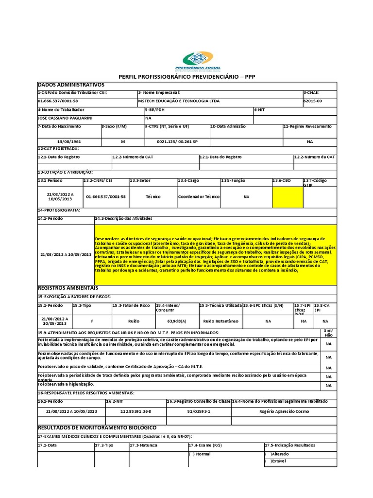 Modelo PPP Preenchido | PDF | Sistema de saúde