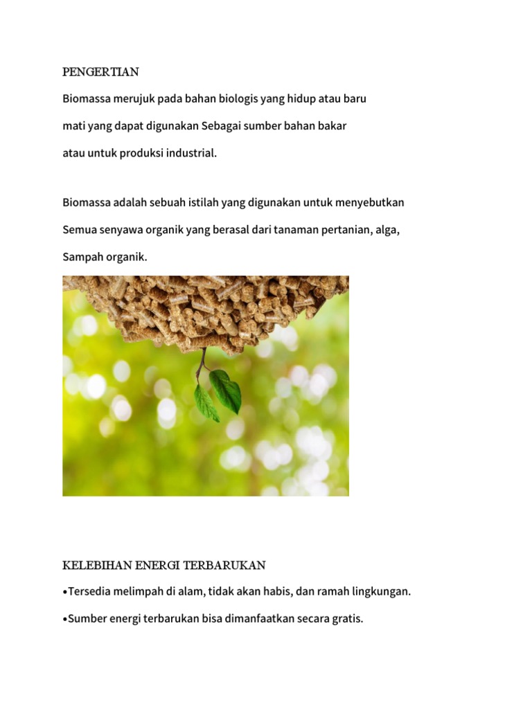 Manfaat dan Jenis Biomassa Energi Terbarukan | PDF | Kesehatan Holistik ...