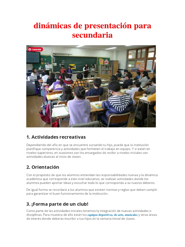 Dinámicas de Presentación para Secundaria | PDF | Salud y bienestar