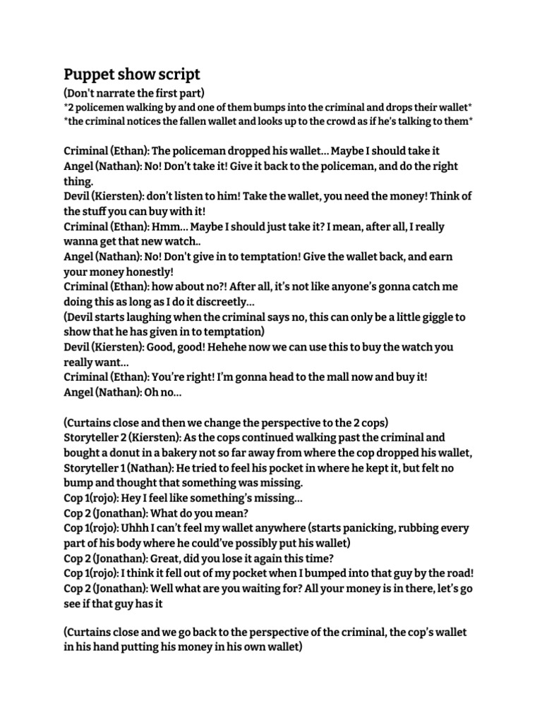 Puppet Show Script | PDF | Social Science | Art
