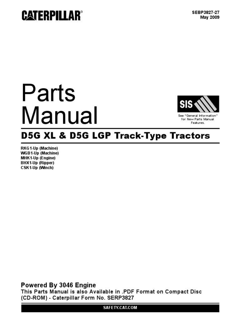 Manual de Partes D5G XL & D5G LGP Track Type Tractors SEBP3827-27-00 ...