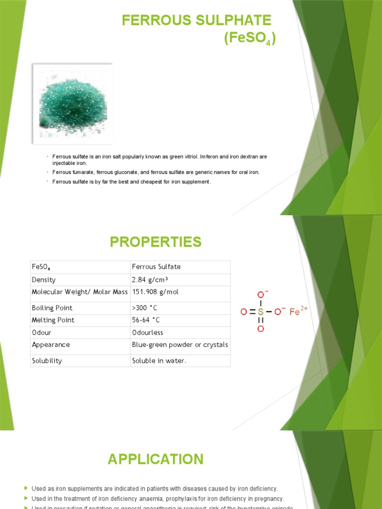 Ferrous Sulphate | PDF | Potassium Chloride | Salt (Chemistry)