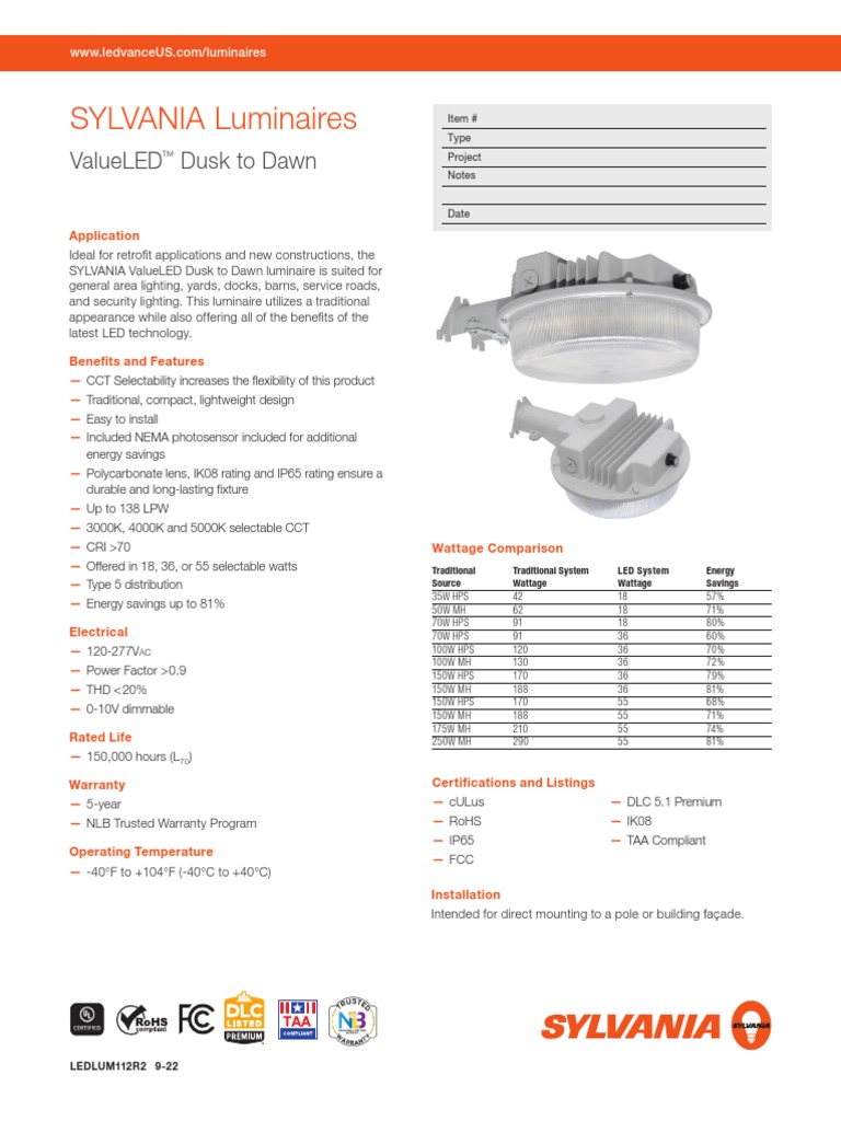 Asset-13116419 - ValueLED Dusk To Dawn | PDF | Lighting | Electrical Engineering