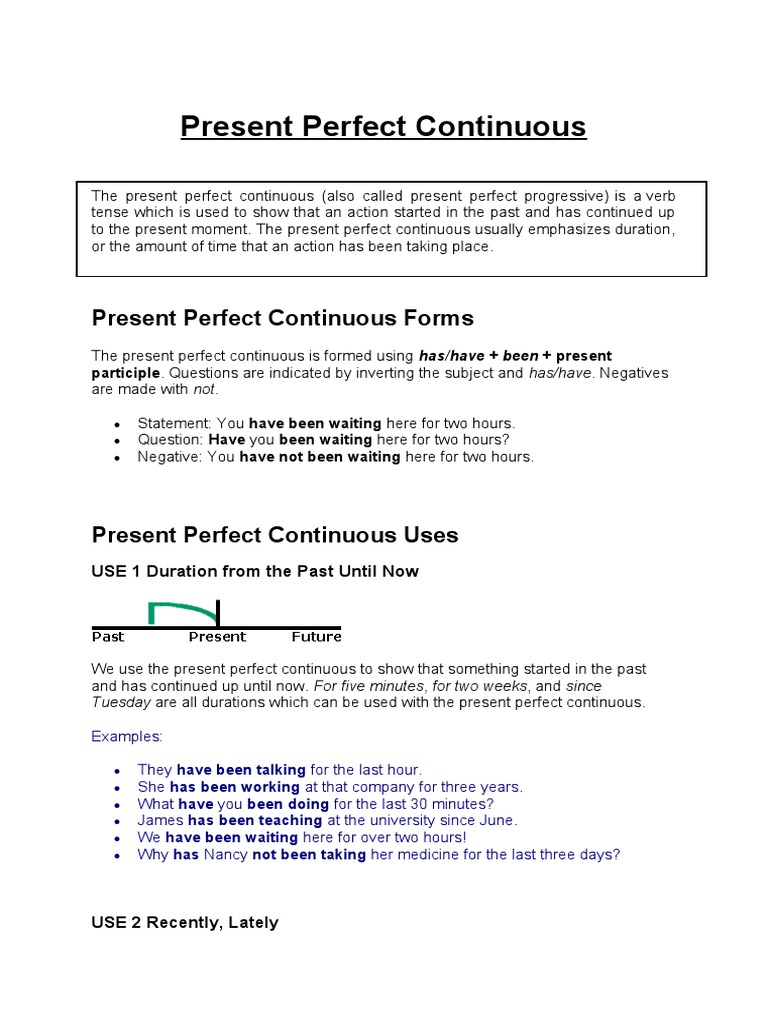 Present Perfect Continuous | PDF | Grammatical Tense | Linguistic ...