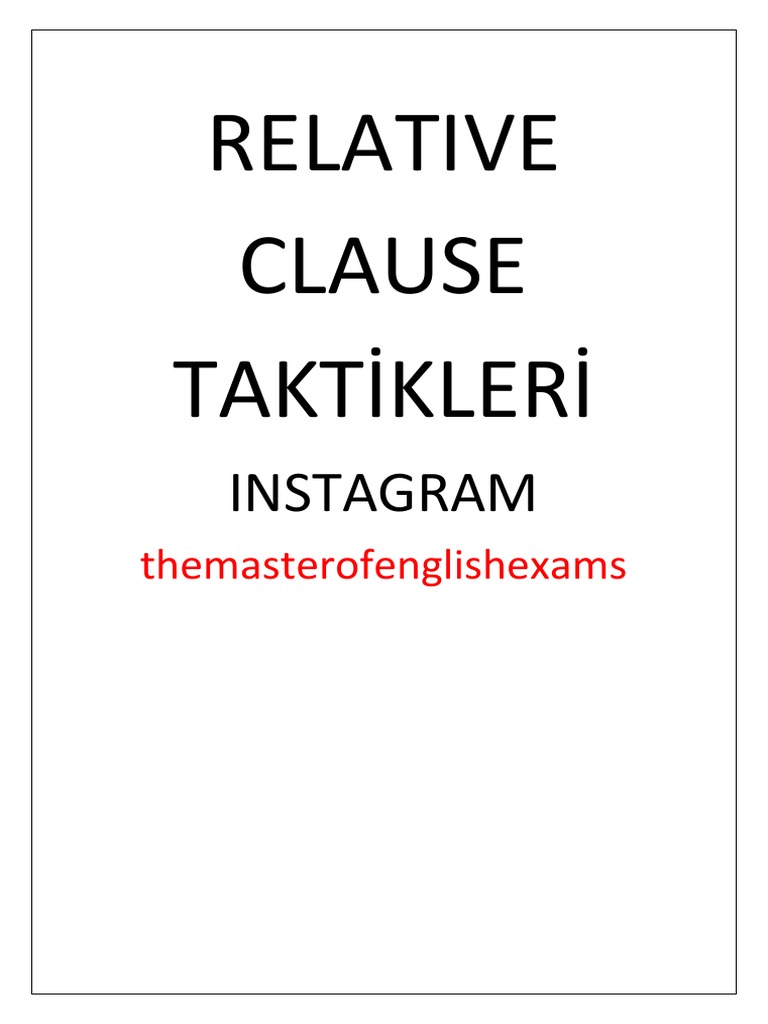 Relative Clause Youtube | PDF