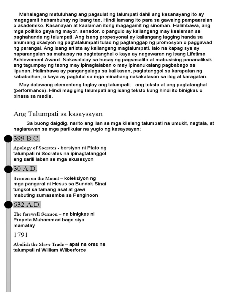 Mahalagang Matutuhang Ang Pagsulat NG Talumpati Dahil Ang Kasanayang Ito Ay Magagamit Habambuhay ...