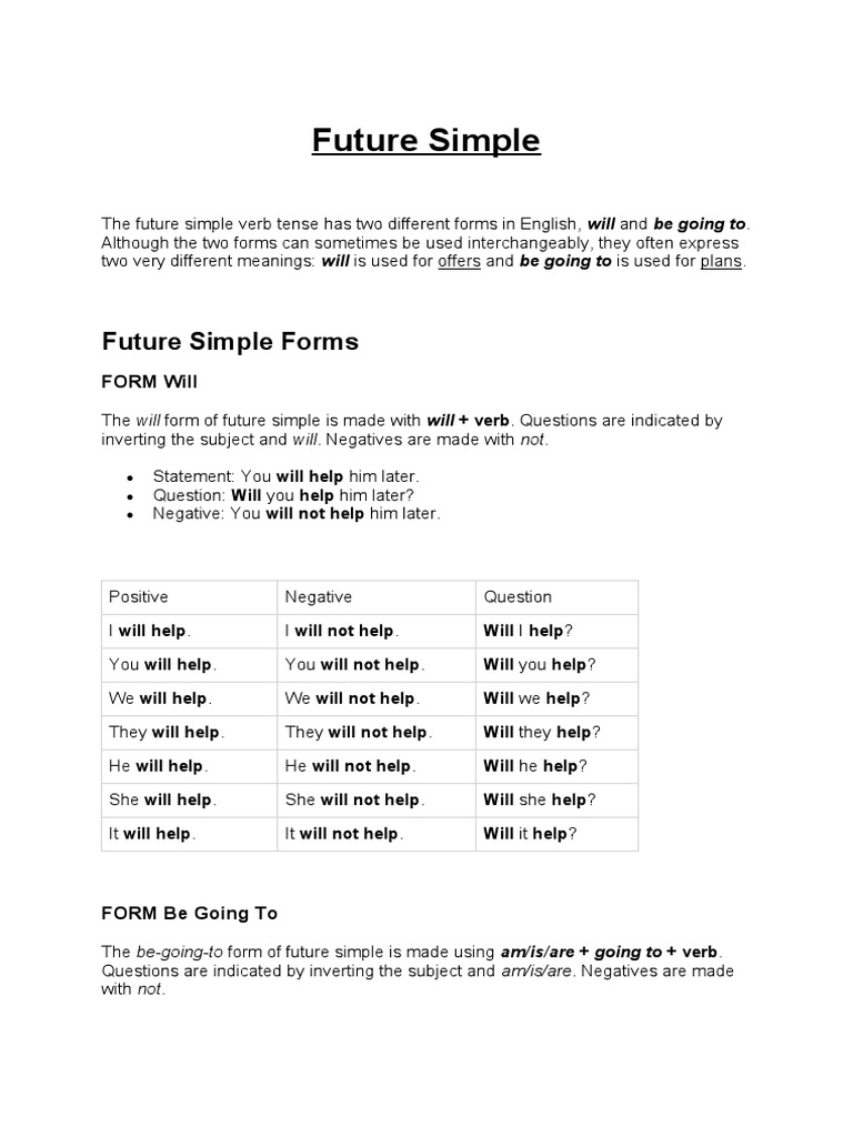 Future Simple | PDF | Verb | Cognitive Science