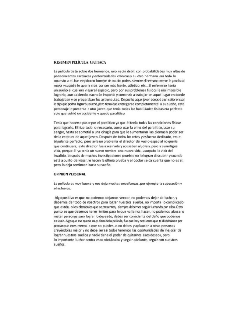 Gattaca Resumen | PDF