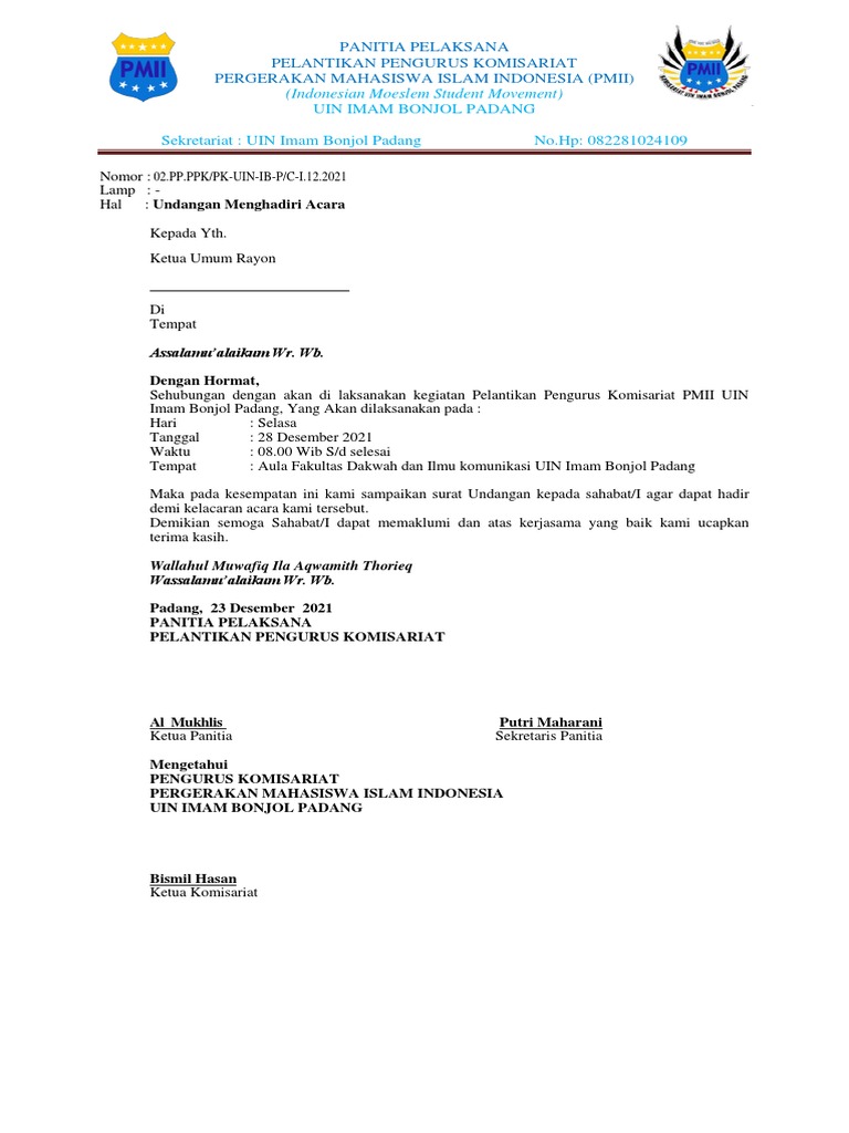 Surat Undangan PMII | PDF