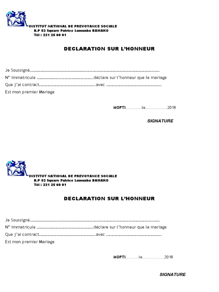Declaration Sur L - Honneur | PDF