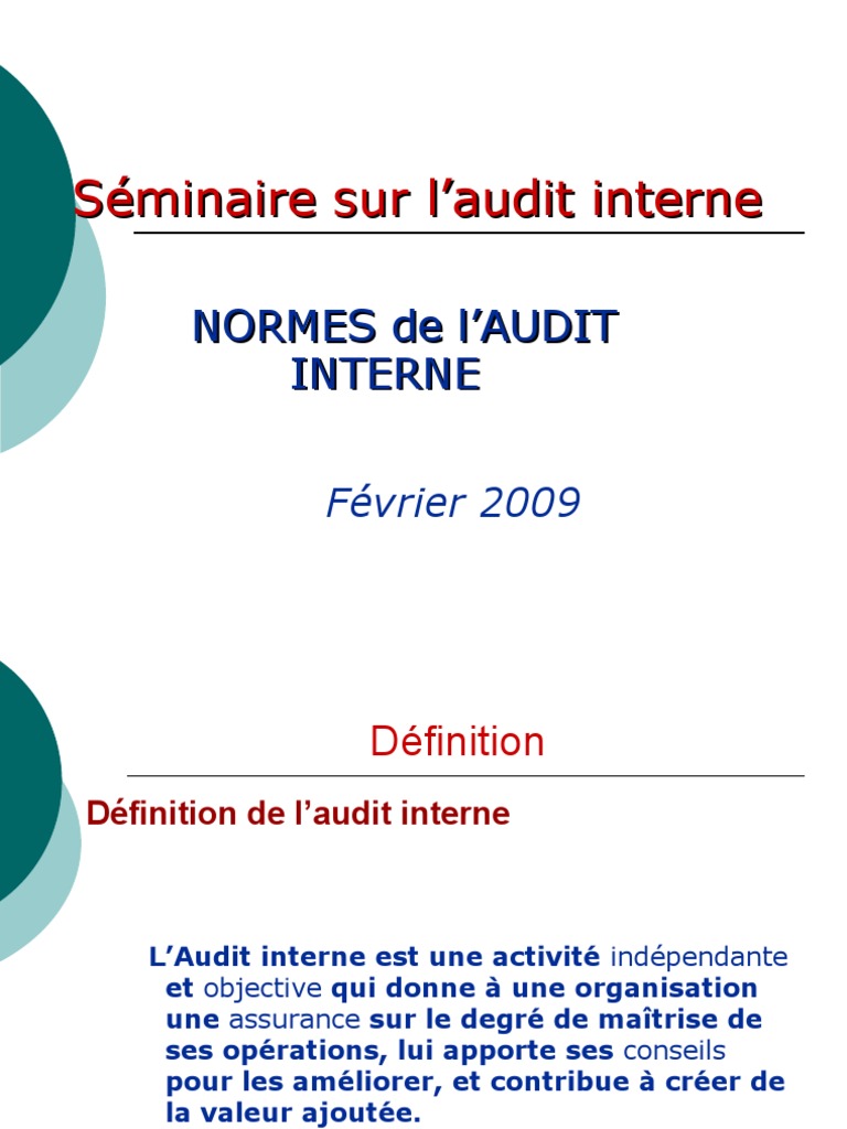 Concepts Et Normes D'audit Interne | PDF | Audit | Contrôle interne