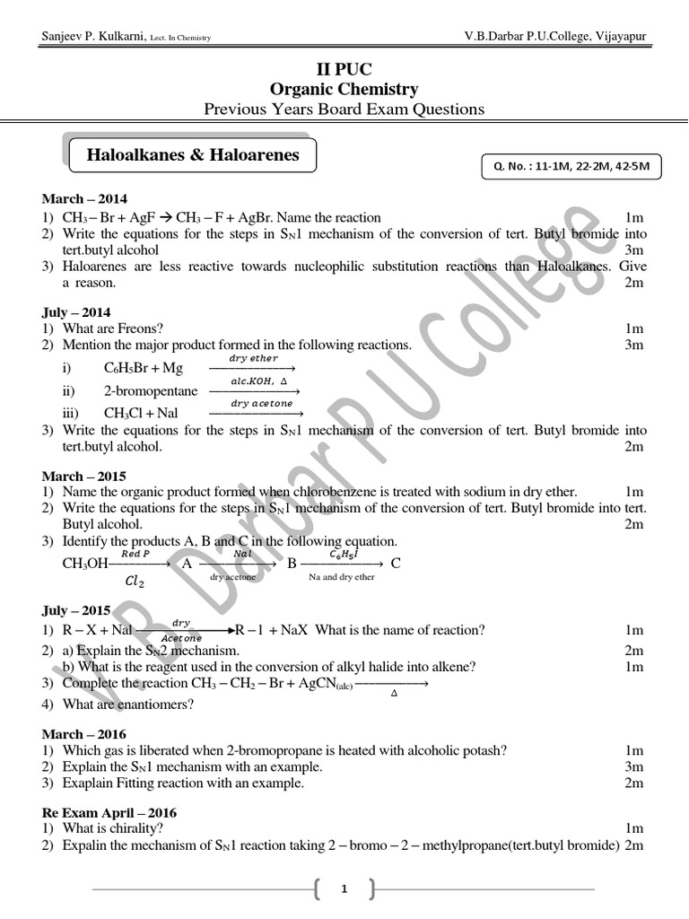 Organic Chemistry Chapter Wise Previous Year Question PDF | PDF | Ether ...