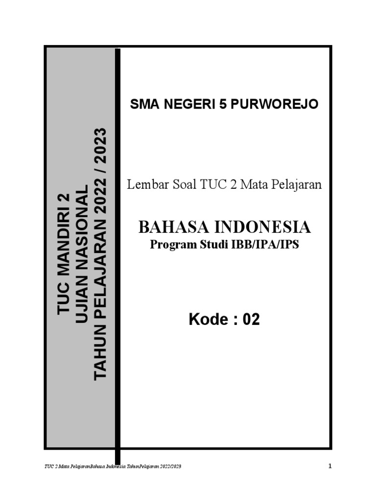 1a Tuc 2 Mapel Bahasa Indonesia | PDF