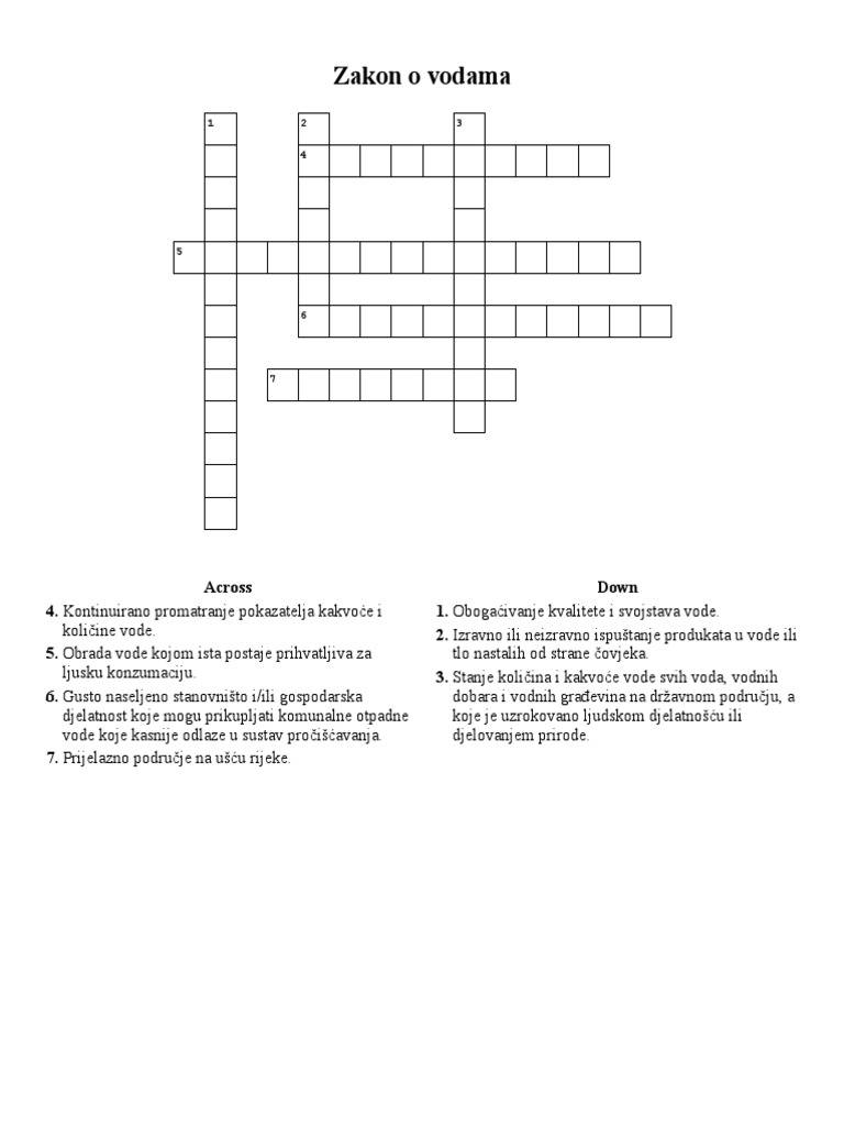 Križaljka-Zakon o Vodama | PDF
