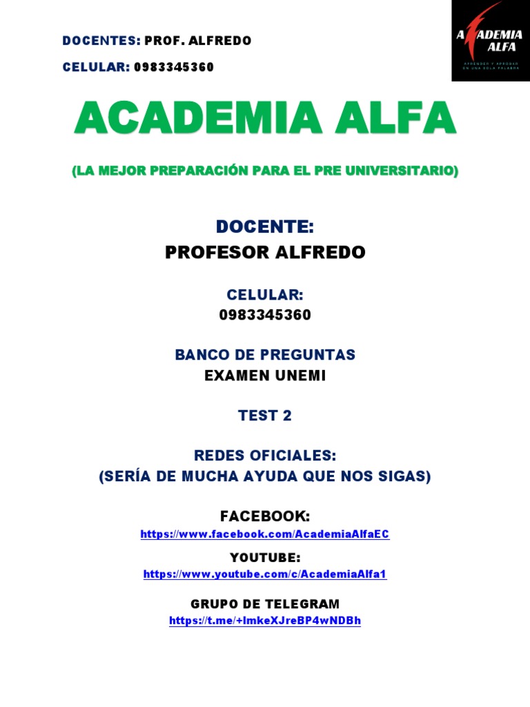 Academia Alfa - Test 2 Matemáticas 04 PDF | PDF | Cantidad | Aritmética