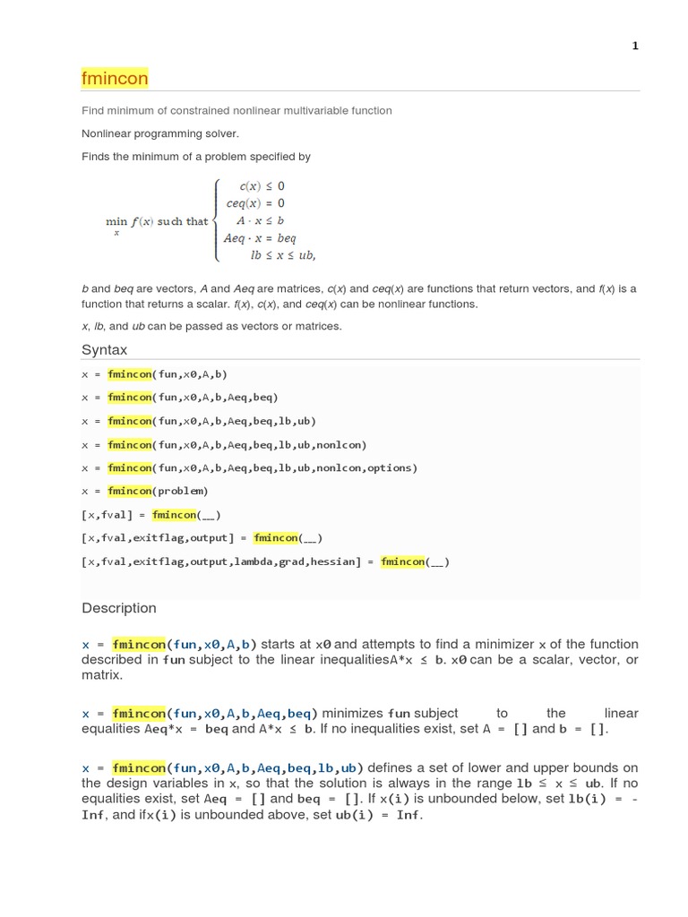 Fmincon | PDF | Mathematical Optimization | Computer Programming