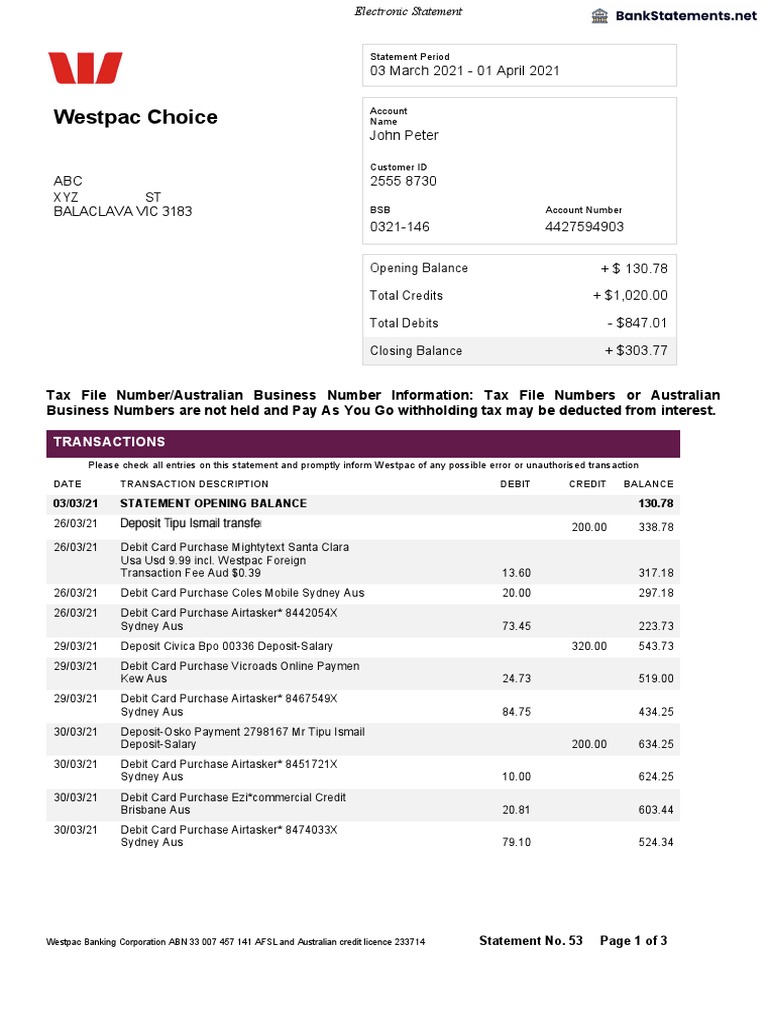 John Peter's Bank Statement | PDF | Overdraft | Debit Card