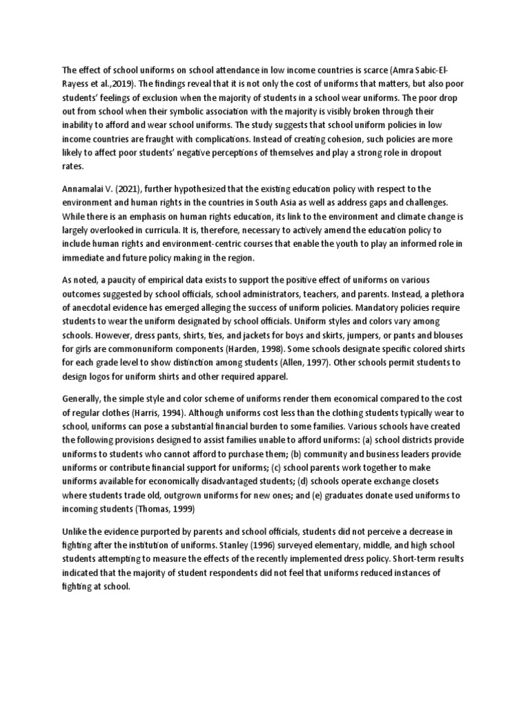 Effects of School Uniforms | PDF | Clothing
