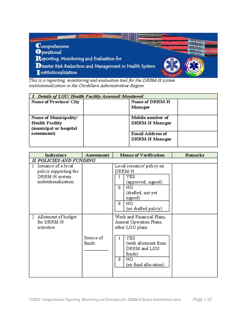 CORDI Tool DOH CHD CAR QSOP 119 Form 1 Rev 1 1 | PDF | Emergency ...