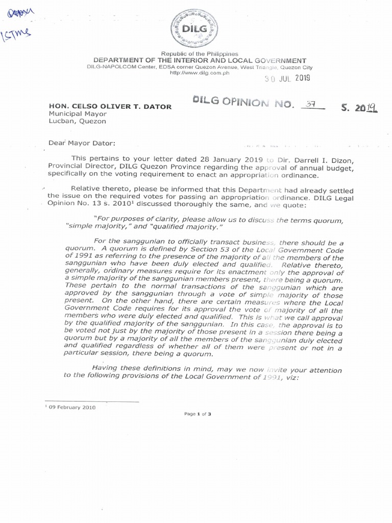 Dilg Legalopinions 2019731 - Df66ad9043 PDF | PDF