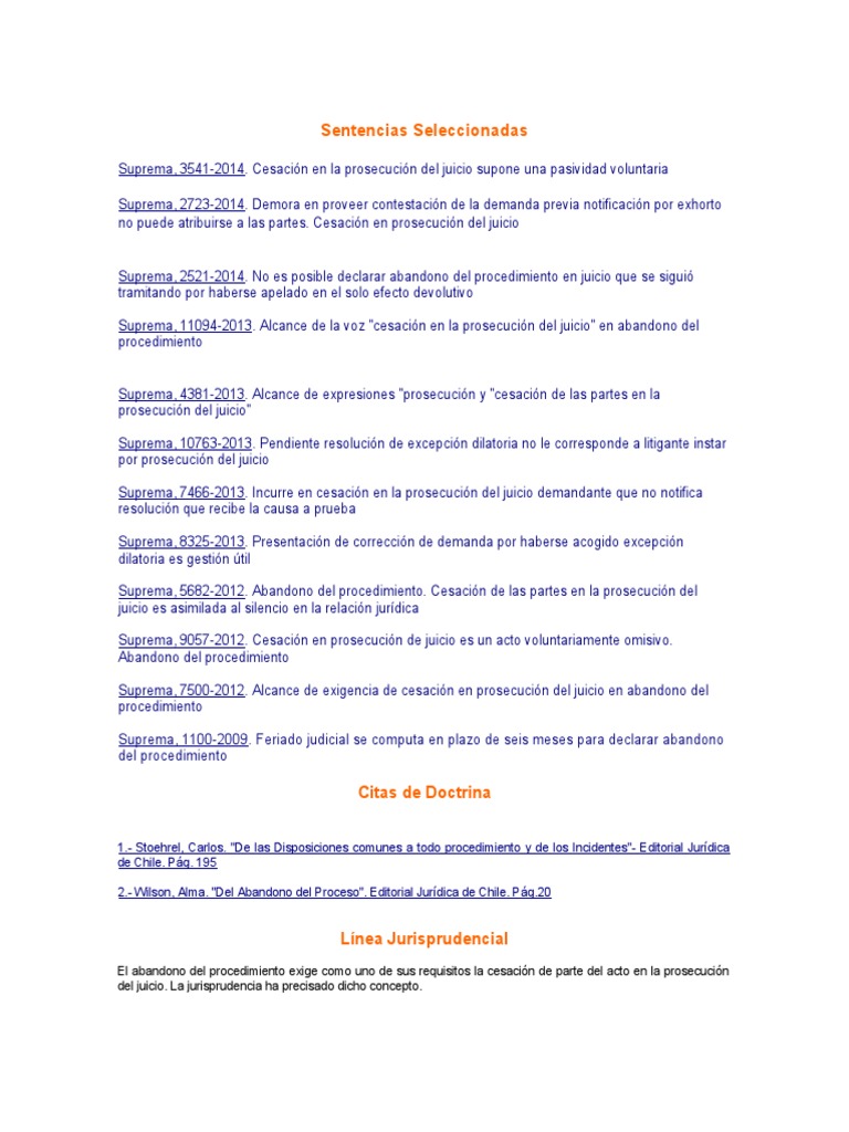 Abandono Del Procedimiento. Cesacion en La Prosecucion Del Juicio | Descargar gratis PDF ...