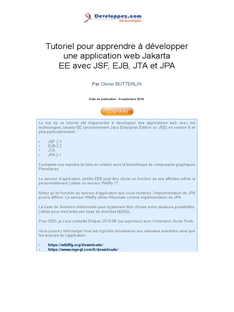 Application Web Ee8 Pdf Java Langage De Programmation Wildfly