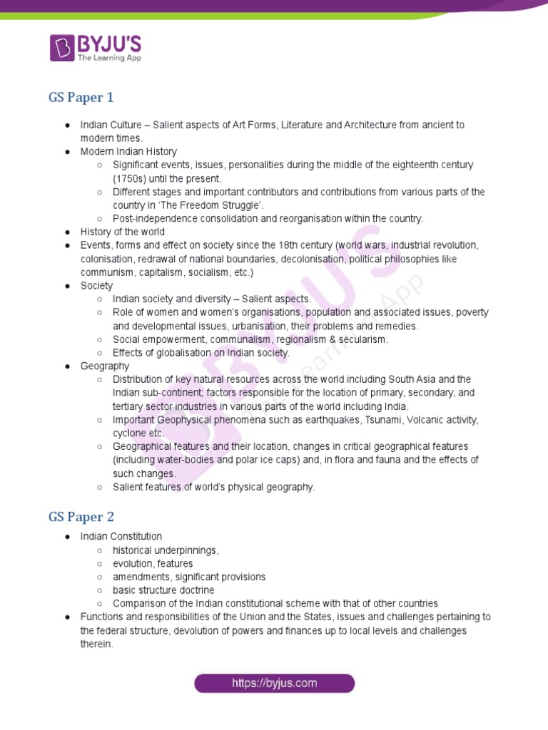 UPSC Main Syllabus | PDF | Governance | Agriculture