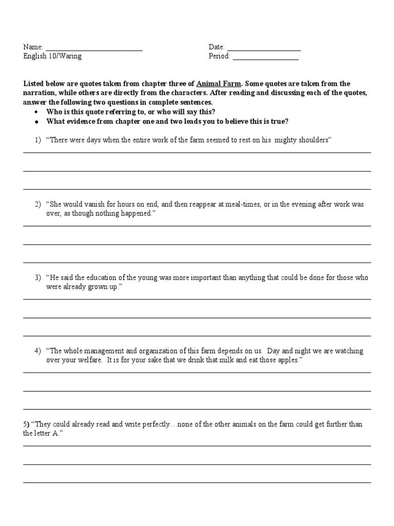 Chapter 2 Quotes Analysis from Animal Farm | PDF | History
