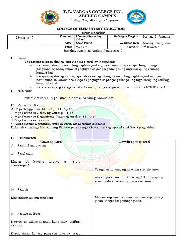 Grade 2 - Jasmine Araling Panlipunan LLP | PDF