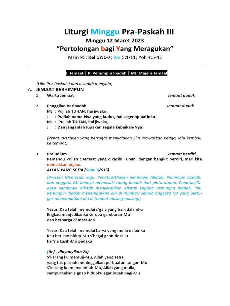 Minggu Pra Paskah III 12 Maret 2023 | PDF