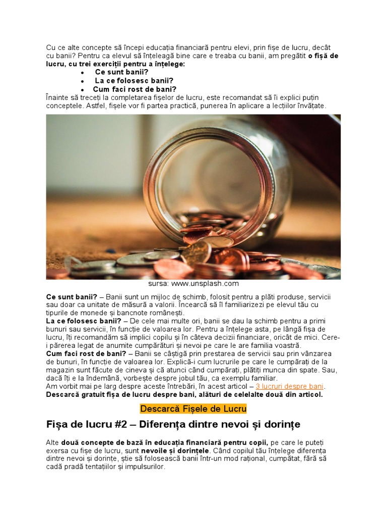 Cu Ce Alte Concepte Să Începi Educația Financiară Pentru Elevi | PDF
